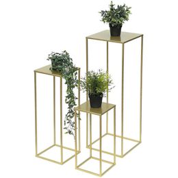 Blumenhocker Metall Gold Eckig 3er Set Blumenständer Beistelltisch 96406 Blumensäule Modern Pflanzenständer Pflanzenhocker - DanDiBo