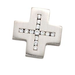 Jobo Kreuzanhänger Anhänger Kreuz, 950 Platin mit 13 Diamanten, silberfarben