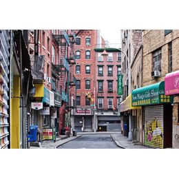 papermoon Fototapete "MANHATTAN-NEW YORK CHINATOWN GASSE ALT STADT ZIEGEL XXL" Tapeten Gr. B/L: 5,00 m x 2,80 m, Bahnen: 10 St., bunt Fototapeten