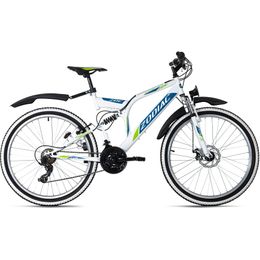 KS-Cycling Mountainbike KS CYCLING "Zodiac" Fahrräder Gr. 48 cm, 26 Zoll (66,04 cm), grün (weiß, grün) Full Suspension