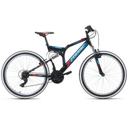 KS-Cycling Mountainbike KS CYCLING "Zodiac" Fahrräder Gr. 48 cm, 26 Zoll (66,04 cm), schwarz (schwarz, rot) Full Suspension