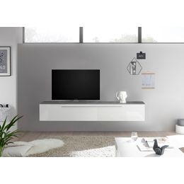 Lowboard Lc "Infinity" Sideboards Gr. B/H/T: 210 cm x 33 cm x 35 cm, hängend, weiß (weiß, top beton, optik) Lowboards