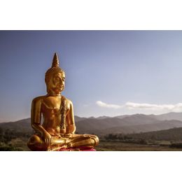 papermoon Fototapete "Goldene Buddha-Statue" Tapeten Gr. B/L: 5 m x 2,8 m, Bahnen: 10 St., bunt (mehrfarbig) Fototapeten