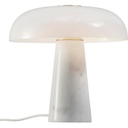 Tischleuchte design for the people "GLOSSY" Lampen Gr. 1 flammig, Ø 32 cm Höhe: 32 cm, weiß Tischlampen Marmor Fuß, Textil Kabel