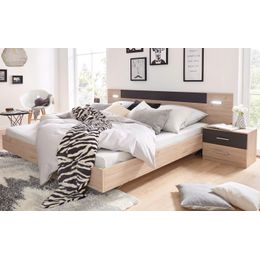 Schlafzimmer-Set wimex "Angie" Schlafzimmermöbel-Sets Gr. Set mit Kleiderschrank Breite 225 cm, Bett Liegefläche 180, B: 180 cm, grau (hickory oak, graphit) Komplett Schlafzimmer