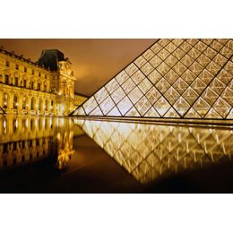 papermoon Fototapete "PARIS-LOUVRE FRANKREICH STADT KUNST MUSEUM PYRAMIDE" Tapeten Gr. B/L: 5,00 m x 2,80 m, Bahnen: 10 St., bunt Fototapeten