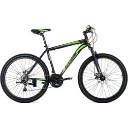 KS-Cycling Mountainbike KS CYCLING "Catappa" Fahrräder Gr. 46 cm, 26 Zoll (66,04 cm), schwarz (schwarz, grün) Hardtail