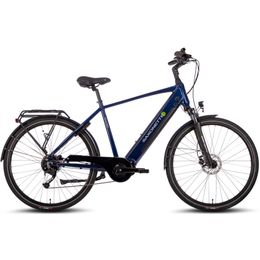 E-Bike SAXONETTE "Deluxe Sport Man" E-Bikes Gr. 48 cm, 28 Zoll (71,12 cm), blau (nightblue glänzend) E-Bikes