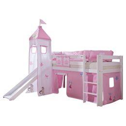 Roller 4-teiliges Stoffset - weiß-pink - für Halbhochbett mit Turm KIM und ALEX mit Rutsche