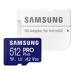 Samsung PRO Plus (2023) mit SD-Adapter, Micro-SDXC Speicherkarte, 512 GB, 180 MB/s