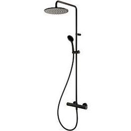 Herzbach Deep Black Duschsäule 23.988525.1.12 mit Brause-Aufputz-Thermostat und Handbrause, schwarz matt