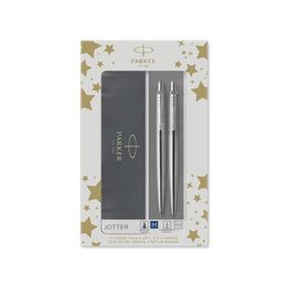 Parker Jotter Duo-Geschenkset mit Kugelschreiber und Druckbleistift (0,5 mm) | Edelstahl mit Chromzierteilen | Nachfüllmine mit blauer Tinte | Geschenkbox