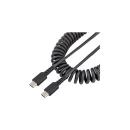 StarTech.com 3ft (1m) USB C Charging Cable Coiled Heavy Duty Fast Charge & Sync USB-C Cable USB 2.0 Type-C Cable Rugged Aramid Fiber Durable Male to Male USB Cable Black