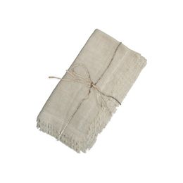 Chic Antique Serviette mit Fransen im 4er Set, L40 x B40 cm, leinen