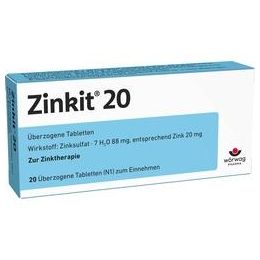 WÖRWAG PHARMA Zinkit 20 überzogene Tabletten 20 St