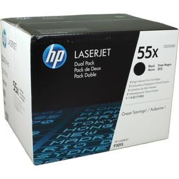 2 HP Toner CE255XD 55X schwarz