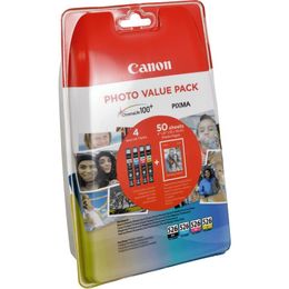 4 Canon Tinten 4540B017 CLI-526 BK C M Y 4-farbig + 50 Blatt 10x15