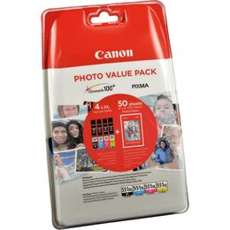 4 Canon Tinten 6443B006 CLI-551XL BK C M Y 50 Blatt 10x15