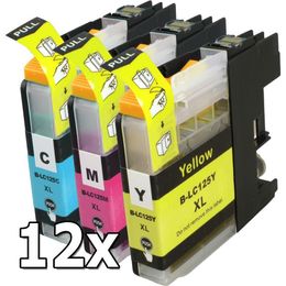 12 Ampertec Tinten kompatibel mit Brother LC-125XL C M Y 3-farbig