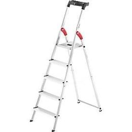 Stufen-Stehleiter Hailo L60 StandardLine, EN 131, mit Multifunktionsschale & Gelenkschutz, bis 150 kg, 5 Stufen