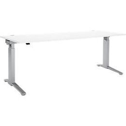 Schäfer Shop Schäfer Shop Genius Schreibtisch PLANOVA ERGOSTYLE, elektrisch höhenverstellbar, Rechteck, C-Fuß, B 2000 x T 800 x H 715-1182 mm, weiß/weißaluminium