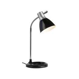 Brilliant Lampe Jan Tischleuchte silber/schwarz 1x A60, E27, 40W, geeignet für Normallampen (nicht enthalten) Mit Druckschalter am Kopf
