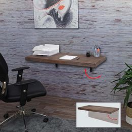 Wandtisch MCW-H48, Wandklapptisch Wandregal Tisch, klappbar Massiv-Holz ~ 100x50cm shabby braun