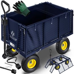 Kesser® Bollerwagen 550kg belastbar Gartenwagen Transportwagen Gartenkarre herausnehmbare Plane Gerätewagen Handwagen vielseitig einsetzbar inkl. Handschuhe