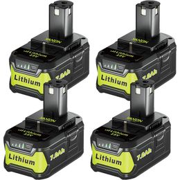 Pdstation - Pack von 4 P108 18 v 5.0 Ah Li-Ion Ersatzbatterie für Ryobi Akku One-Akku P108 P107 P105 P104 P103 P102 RB18L50 RB18L40 RB18L25