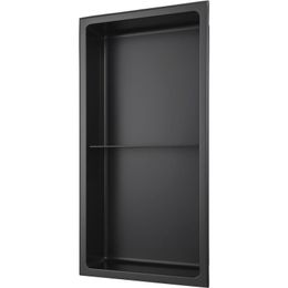 Glasdeals Edelstahl Wandnische mit Regalboden in 30 x 60 cm (schwarz) - schwarz