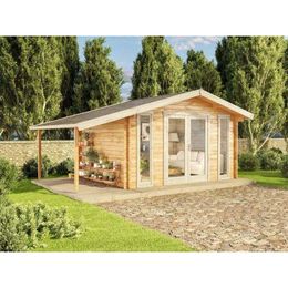 Gartenhaus Mirko Modern d Gartenhaus aus Holz in Braun, Holzhaus mit 40 mm Wandstärke inklusive Schleppdach Blockbohlenhaus - Braun - Alpholz