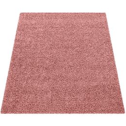 Paco Home Shaggy Teppich Hochflor Langflor Hochwertig Hohe Fadendichte Uni Pastell Pink 200x280 cm