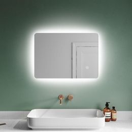 Badspiegel Lichtspiegel led Spiegel Kupfer bleifreie Wandspiegel mit Touch-Schalter kaltweiß IP44 energiesparend 70 x 50cm - Sonni
