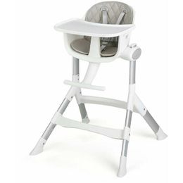 Goplus - Baby Hochstuhl, Verstellbarer Kinderhochstuhl mit 5 Höhen, Fütterstuhl mit stabilem Metallrahmen, Fußstütze, 5-Punkt-Sicherheitsgurt,