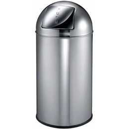 Abfallbehälter mit Pushdeckel & Inneneimer aus Metall 40 Liter, HxBxT 74x34x34cm Edelstahl / Silber - Silber