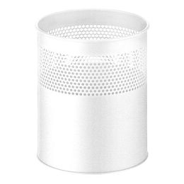 Proregal-betriebsausstattung Zum Besten Preis - Runder halbperforierter Papierkorb aus Metall 15 Liter, HxØ 32x26cm Weiß - Weiß