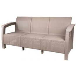 MONTANA LUXURY 3er Gartenbank in Rattanoptik Cappucino HxBxT 80x175x70cm UV- & Witterungsbeständig Sofa Bank Balkonbank Dreisitzer - Beige