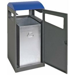 Stumpf Abfallbehälter für Außenbereiche mit verzinktem Innenbehälter 90 Liter, HxBxT 106x45x45cm Brandschutzklasse A1 Anthrazitgrau/Enzianblau