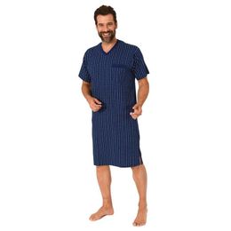 Normann Pyjama Herren kurzarm Nachthemd in Streifenoptik