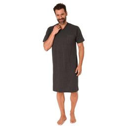 Normann Pyjama Herren Kurzarm Nachthemd in Streifenoptik – auch in Übergrössen