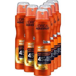 L'Oréal L'ORÉAL PARIS MEN EXPERT Deo-Spray Deo Spray Heat Protect 45°C, Packung, 6-tlg., weiß