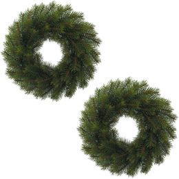 Winterliche Kunstpflanze Weihnachtsdeko Tanne, Creativ green, Kranz, Ø 25 cm, 2er-Set, grün