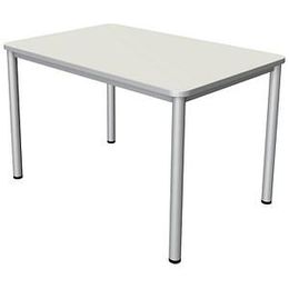 Kerkmann Prime Schreibtisch weiß rechteckig, 4-Fuß-Gestell silber 120,0 x 80,0 cm