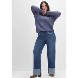 sheego Große Größen: Jeans in Curvy-Schnitt ELLA mit breitem Umschlag, dark blue Denim, Gr.48