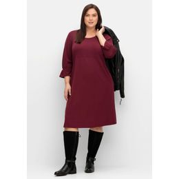 sheego Große Größen: Shirtkleid mit gerafften 3/4-Ärmeln, weinrot, Gr.48