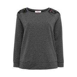 sheego Große Größen: Sweatshirt mit Schulterapplikation, dunkelgrau meliert, Gr.44/46