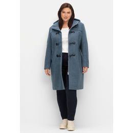 sheego Dufflecoat mit Wollanteil und Kapuze, taubenblau, Gr.42