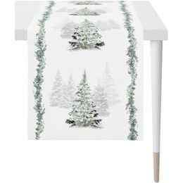 Apelt Tischläufer 3602 Winterwelt, Weihnachtsdeko, Weihnachten (1-tlg), Digitaldruck, grau|grün|weiß