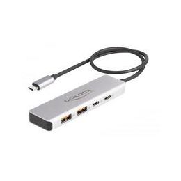 Delock USB 10 Gbps USB Type-C Hub mit 2 x USB Typ-A und 2 x USB Type-C, USB-Hub grau