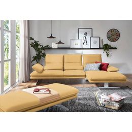 W.Schillig Ecksofa broadway, Sitztiefenverstellung, Kopfteil- & Seitenteilverstellung, Breite 291cm, gelb